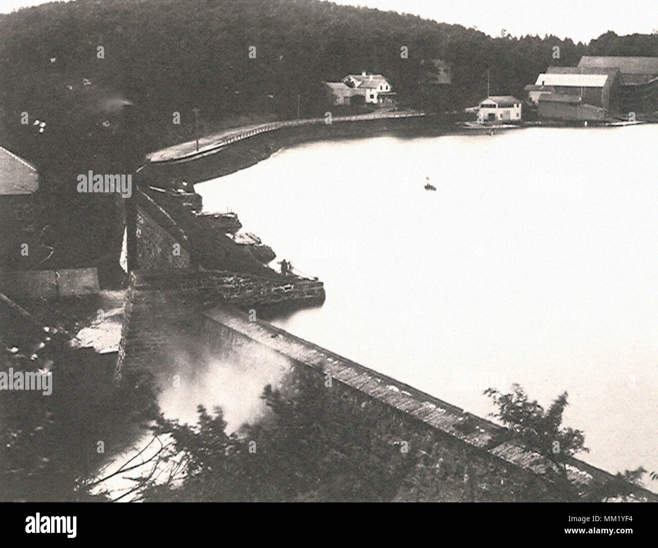 Mill River Dam. New Haven. 1890 Stock Photo - Alamy