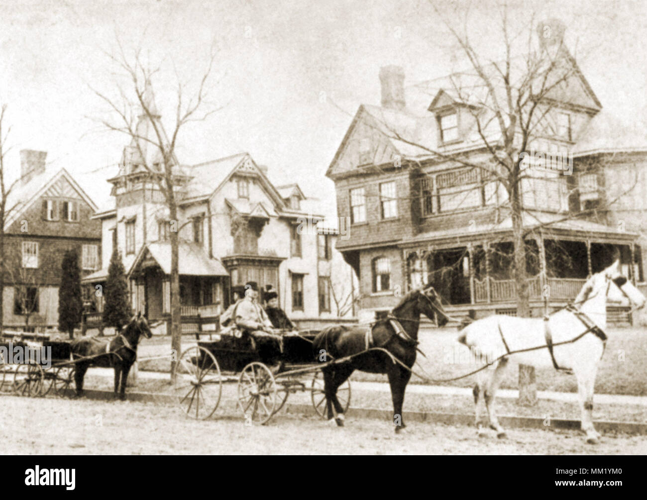 Isaac Ives poses on Deer Hill Avenue. Danbury. 1880 Stock Photo - Alamy