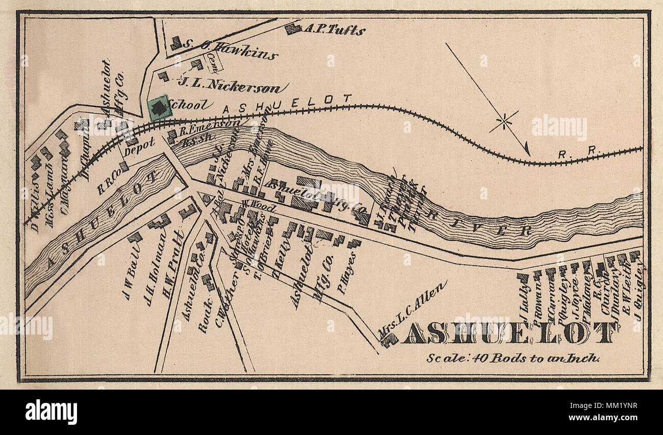 Map of Ashuelot. 1877 Stock Photo - Alamy