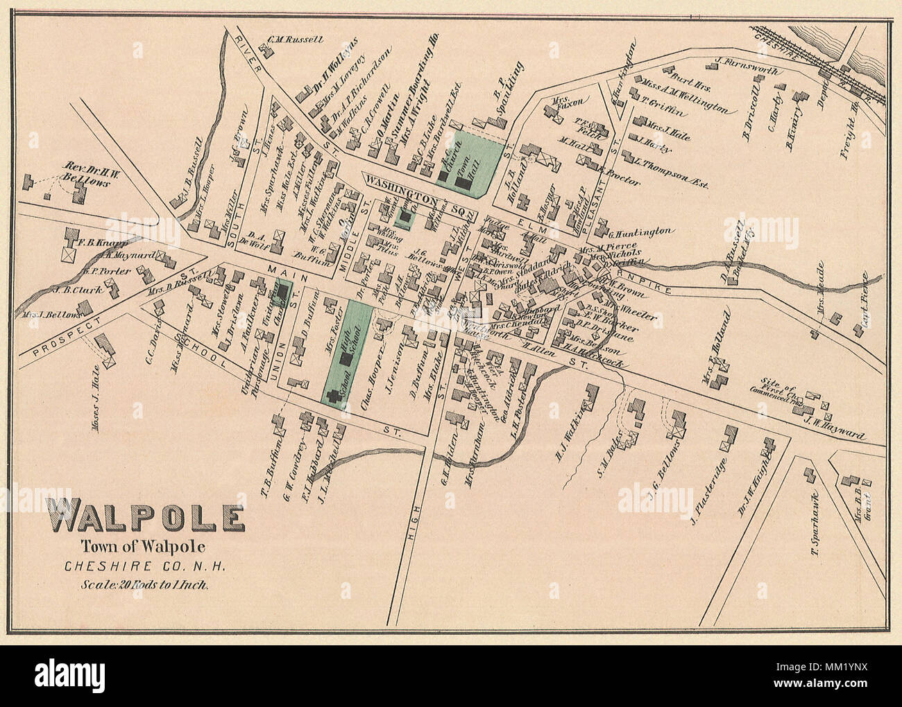 Map of Walpole. 1877 Stock Photo - Alamy