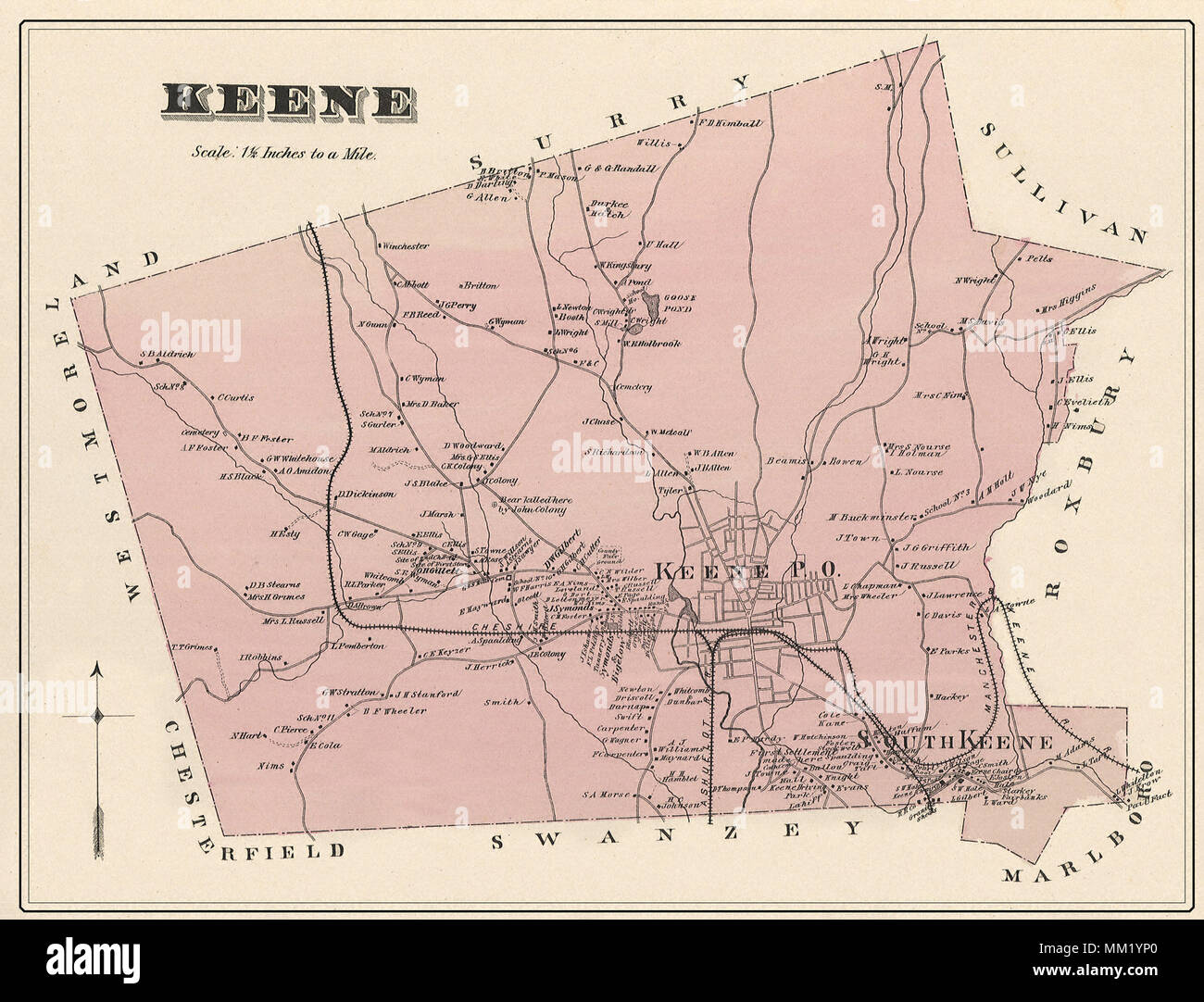 Map of keene hi-res stock photography and images - Alamy