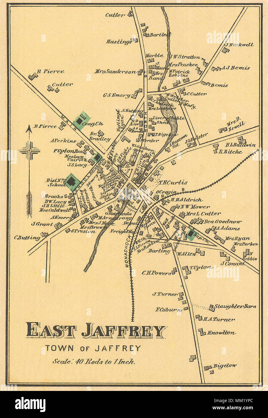 Map of East Jaffrey. Jaffrey. 1877 Stock Photo - Alamy