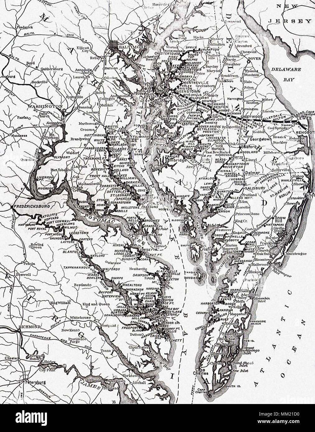 Map of the Chesapeake Bay. 1906 Stock Photo - Alamy
