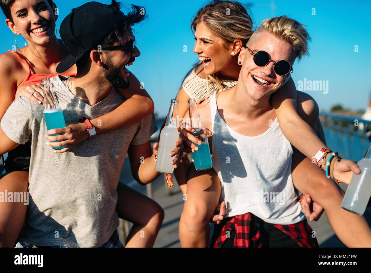 Group of young friends having fun together Stock Photo - Alamy