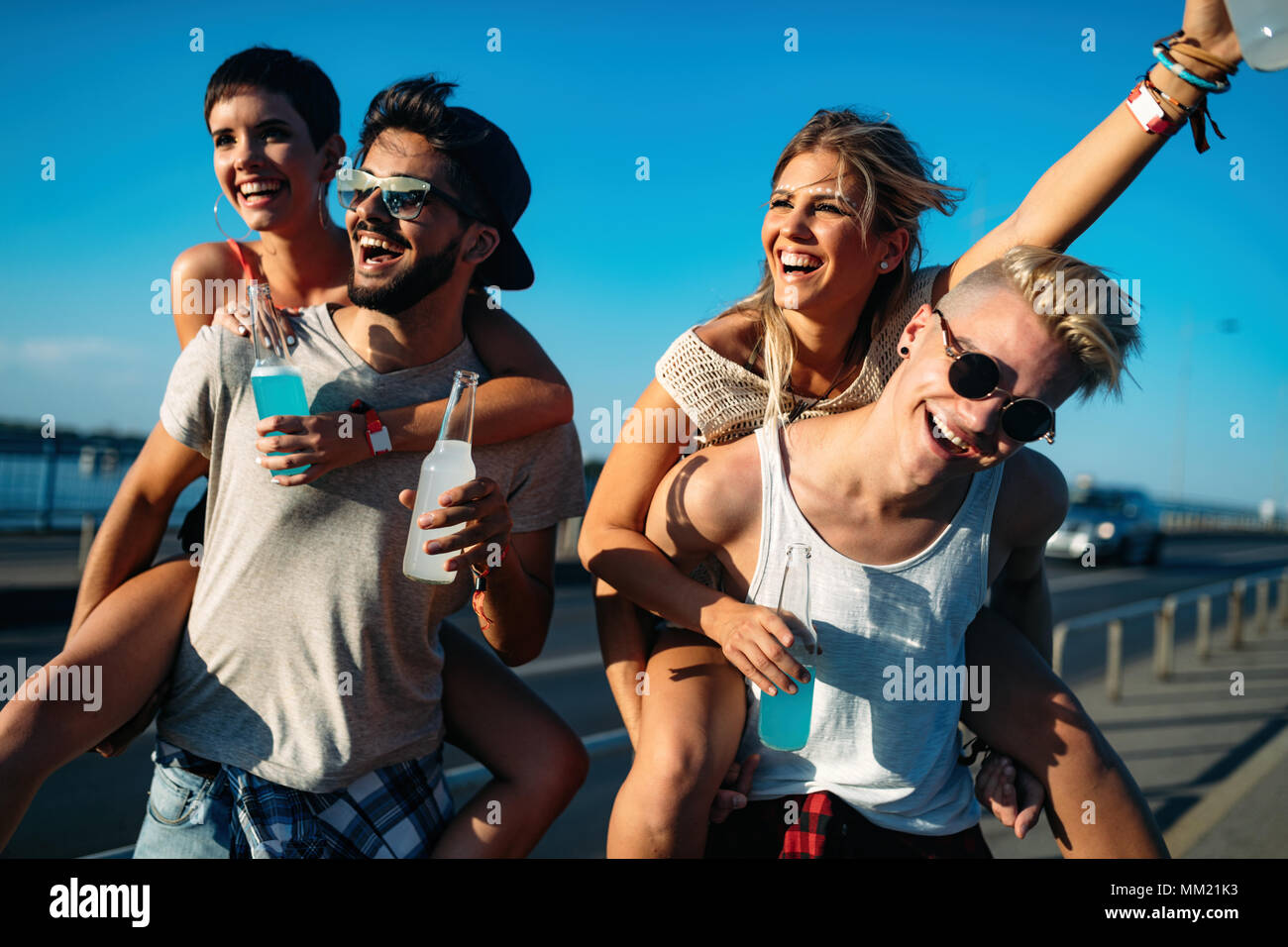 Group of young friends having fun together Stock Photo - Alamy