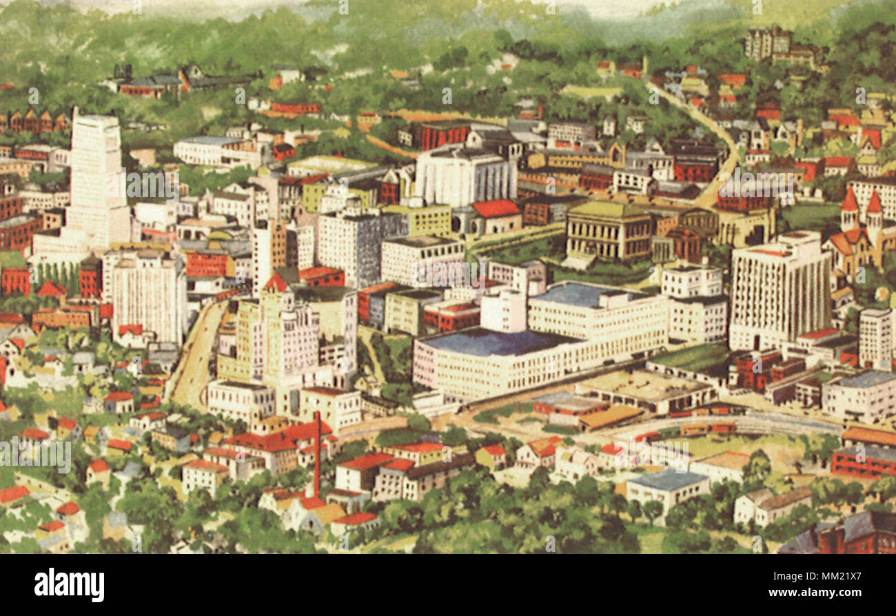 Birds-Eye View of Downtown Akron. Akron. 1930 Stock Photo - Alamy