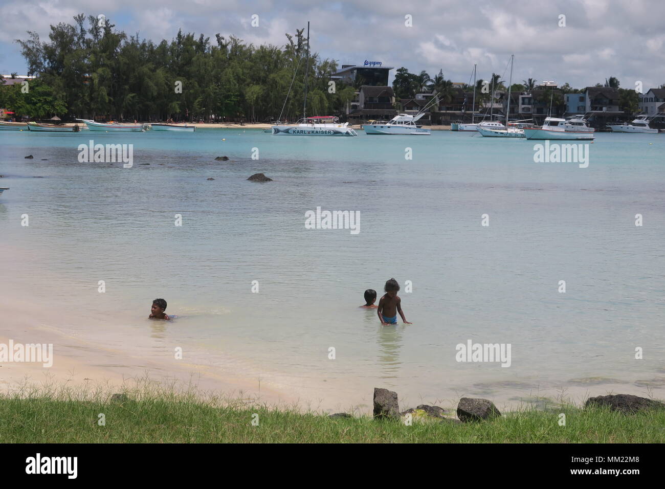 Colorful Indian ocean on a west side of Mauritius island Stock Photo ...