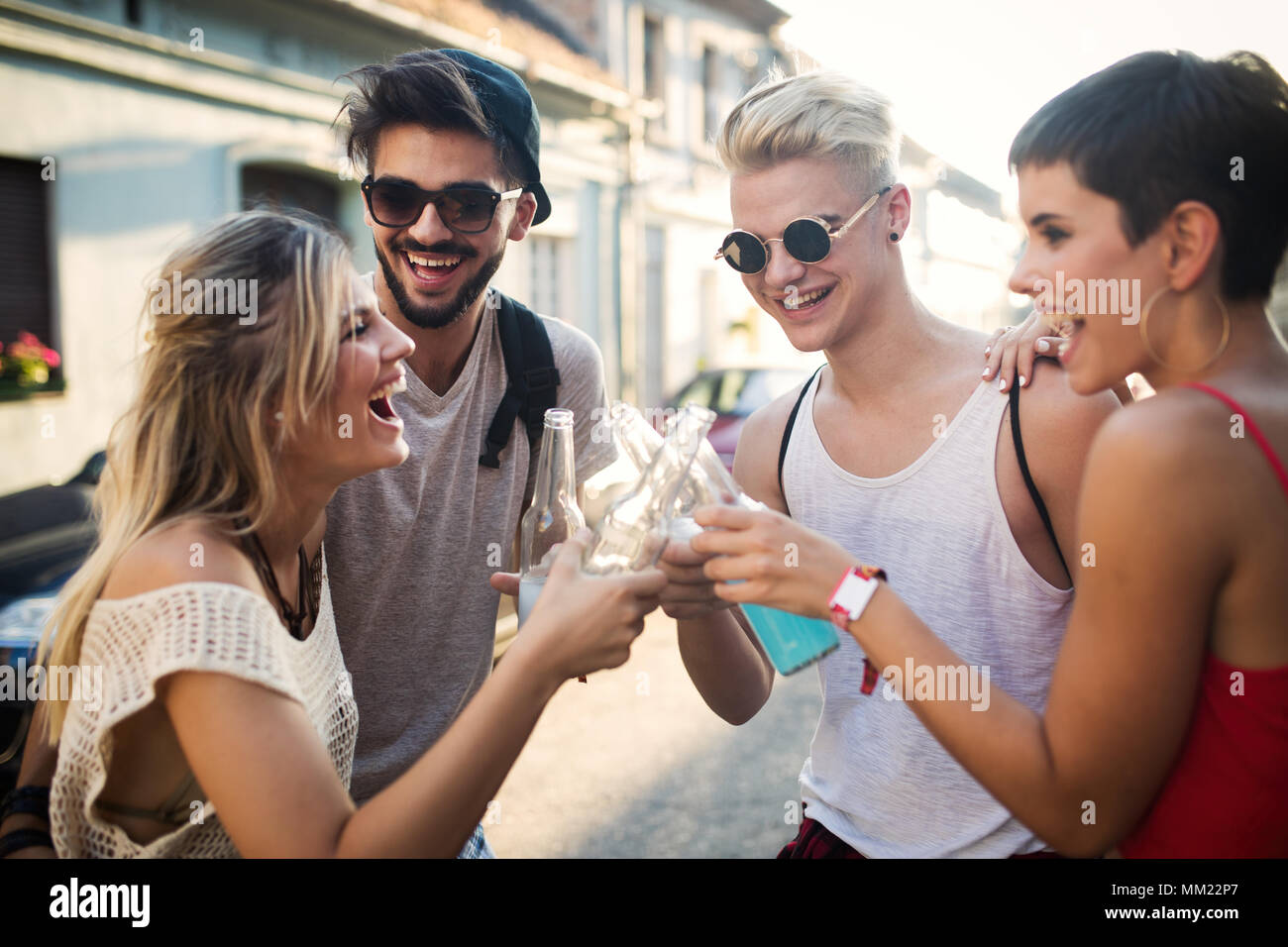 Group of young friends having fun together Stock Photo - Alamy