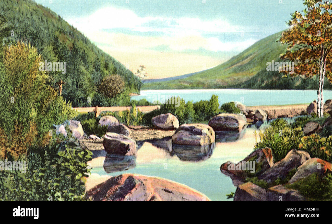 Bubble Pond at Acadia National Park. Bar Harbor. 1945 Stock Photo - Alamy