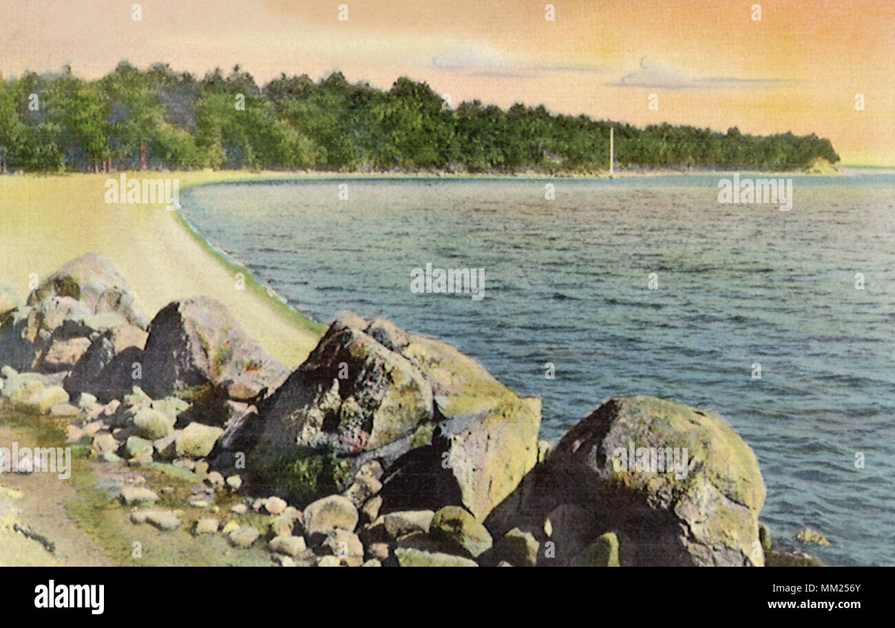Naples Beach at Sebago Lake Park. Sebago Lake. 1940 Stock Photo - Alamy