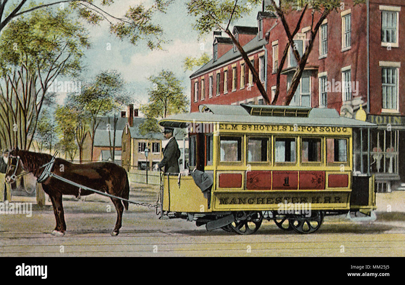 First Horse Car in City. Manchester. 1877 Stock Photo - Alamy