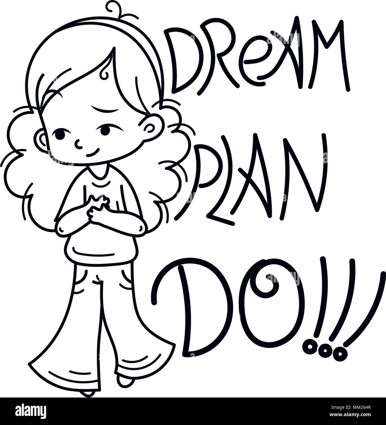 Dream, plan, do. Cute cartoon kids. Vector and illustration Stock ...