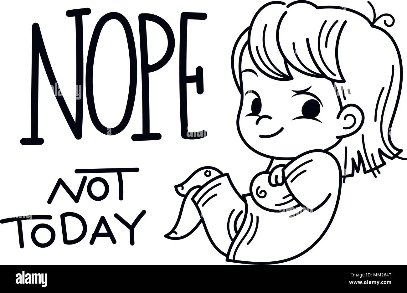 Nope, not today. Cute cartoon kids. Vector and illustration Stock ...