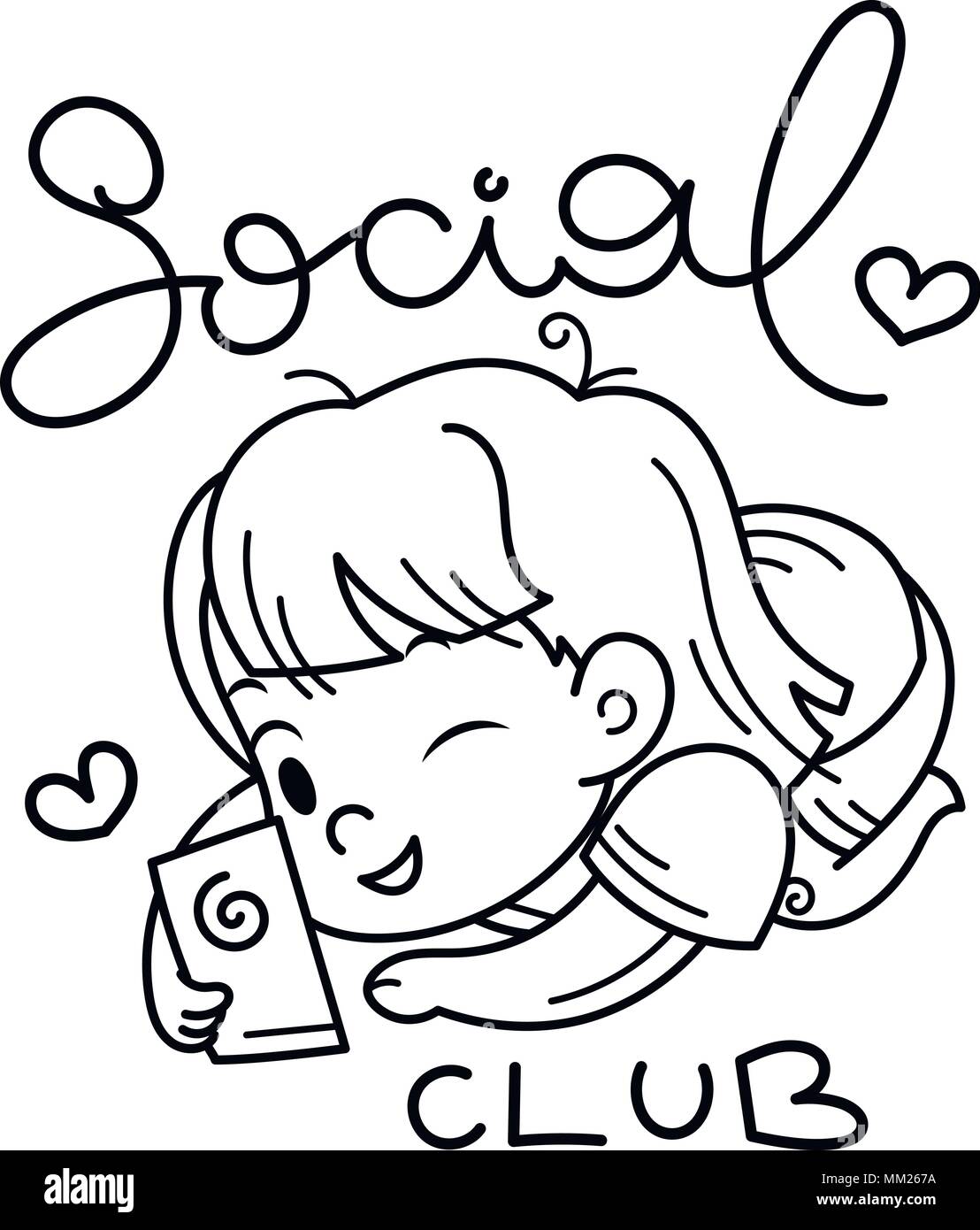 Social club. Cute cartoon kids. Vector and illustration Stock Vector ...
