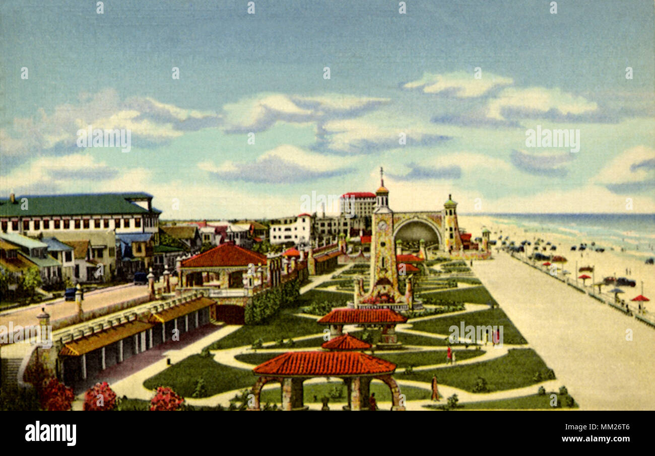 Oceanfront Park and Promenade. Daytona Beach. 1951 Stock Photo - Alamy