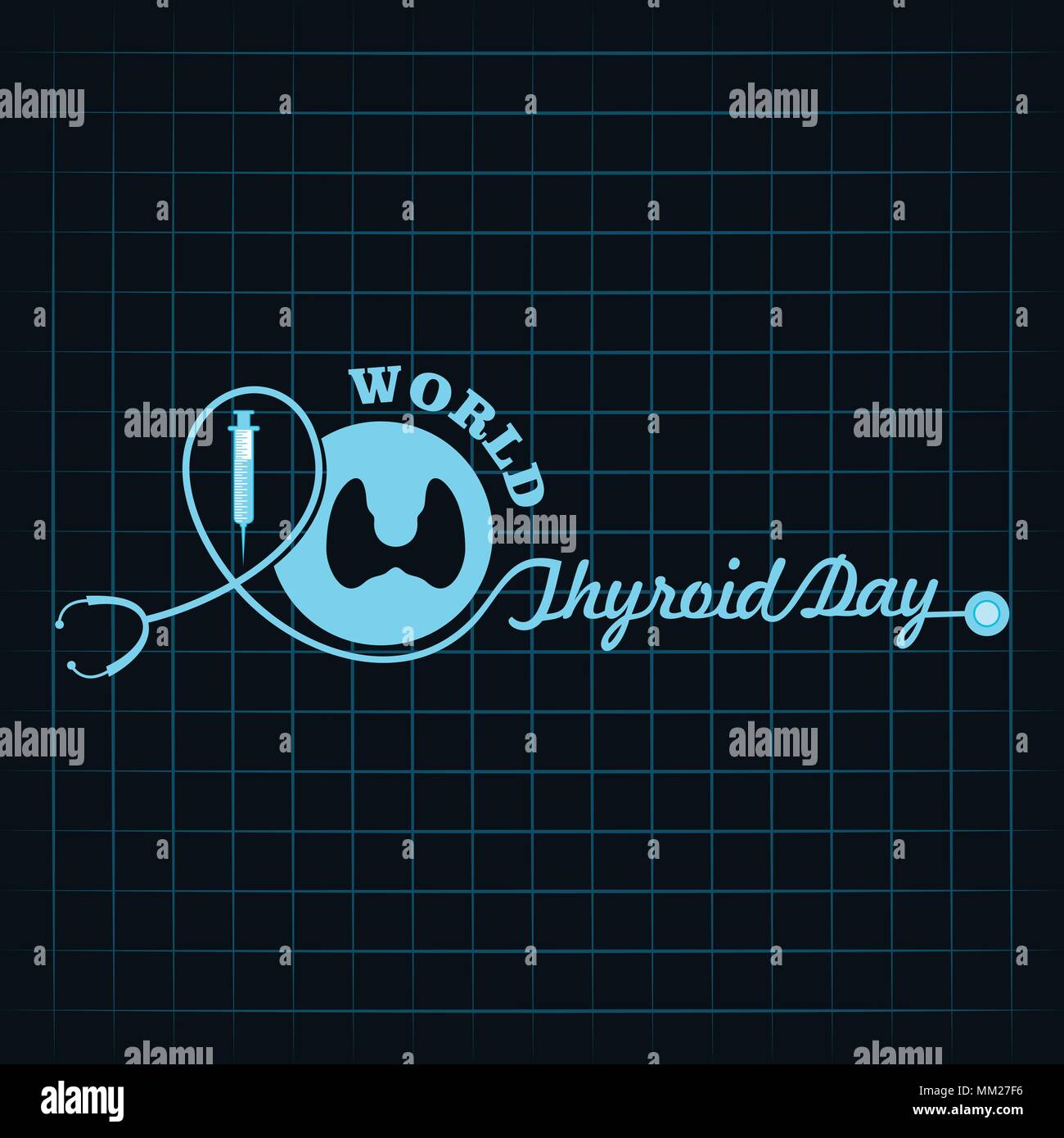 Vector illustration of World Thyroid Day poster with illustration of ...