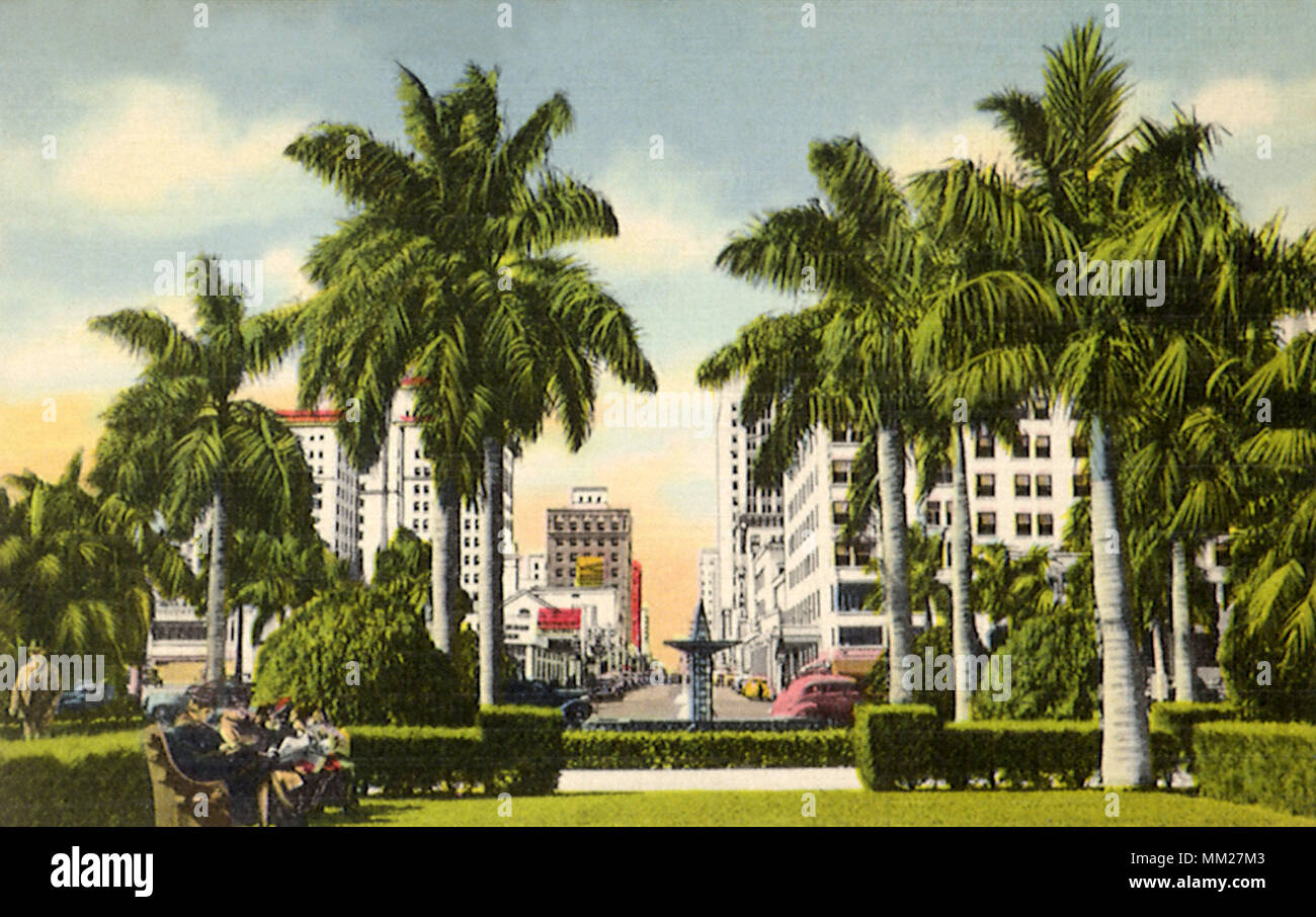 Bayfront Park and Flagler Street. Miami. 1945 Stock Photo - Alamy