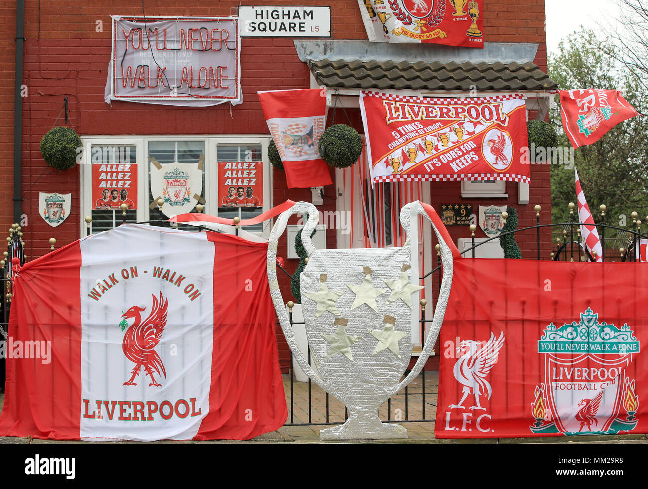 A house in Higham Square, Liverpool, which has been decked out with ...