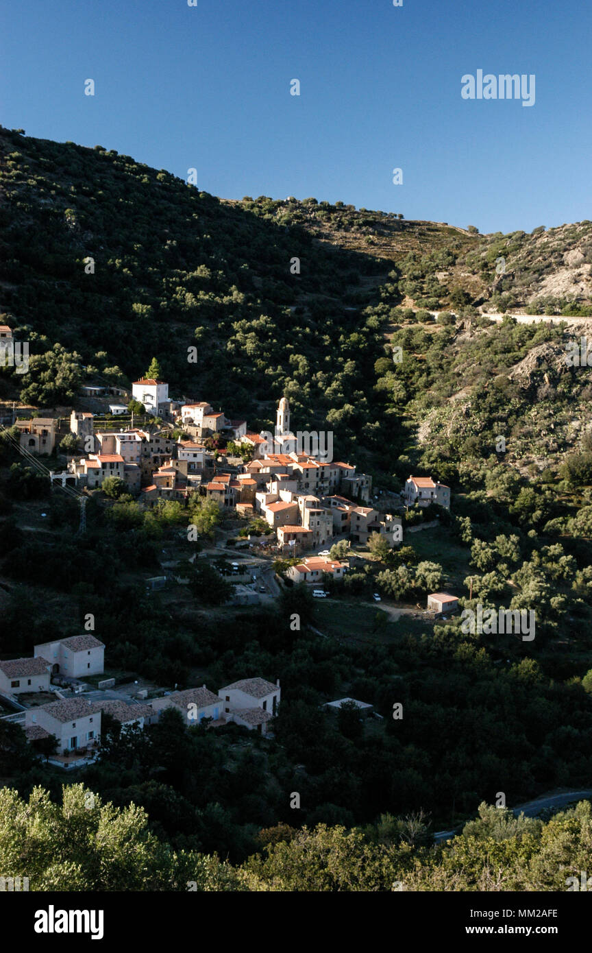 A medieval mountain village, Cateri in the Balagne region of Corsica ...