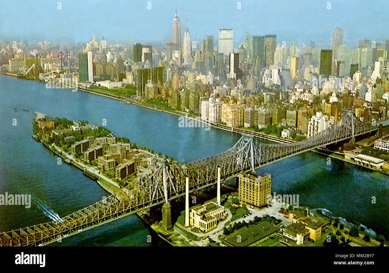 Aerial View of 59th St. Bridge. New York City. 1950 Stock Photo - Alamy