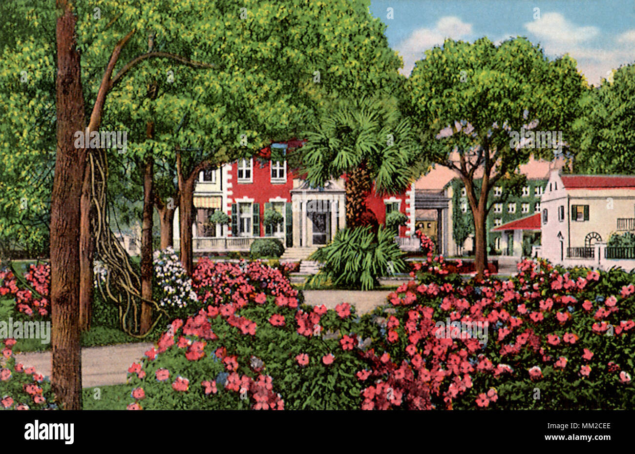 Forsythe Park at Armstong College. Savannah. 1930 Stock Photo - Alamy