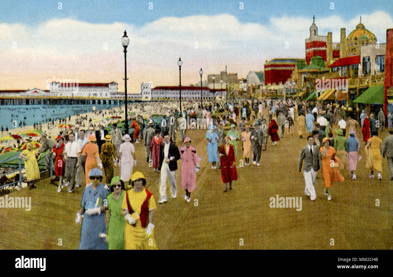 View of the Boardwalk. Atlantic City. 1946 Stock Photo - Alamy