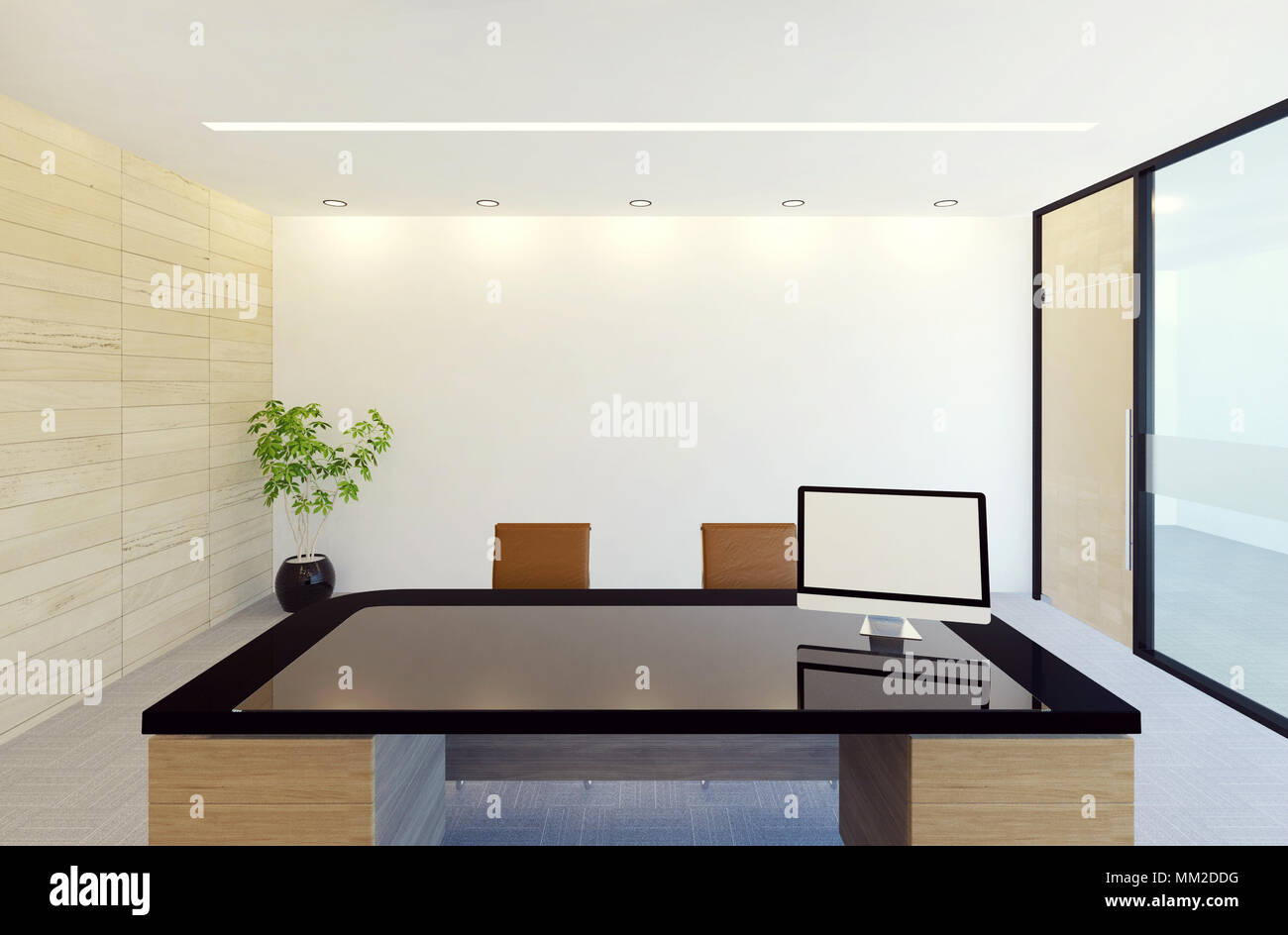Modern manager office room interior, view from manager's chair, 3D ...