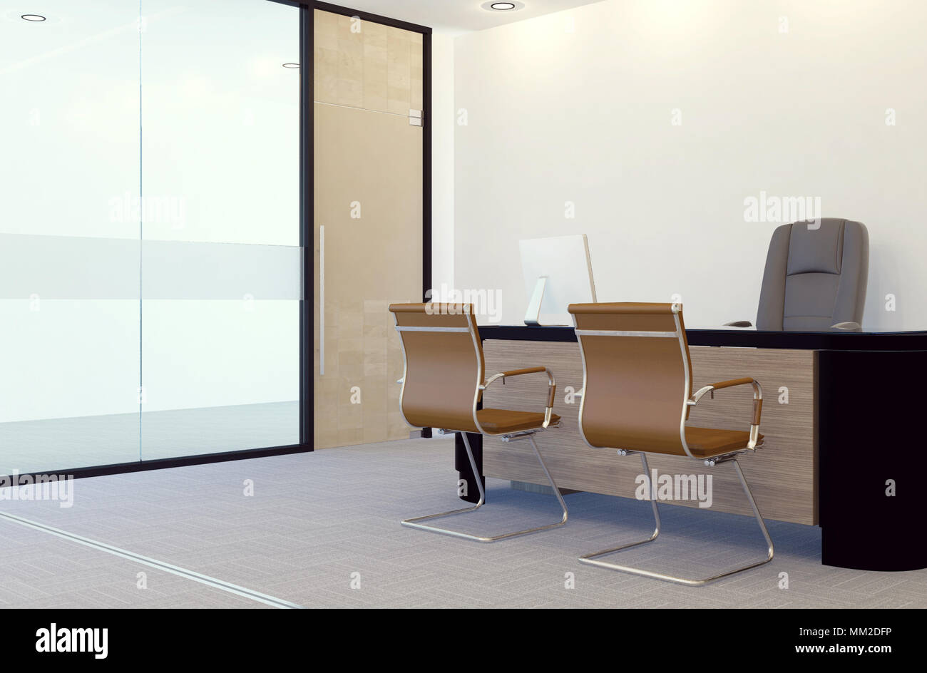 Modern manager office room interior, 3D rendering Stock Photo - Alamy