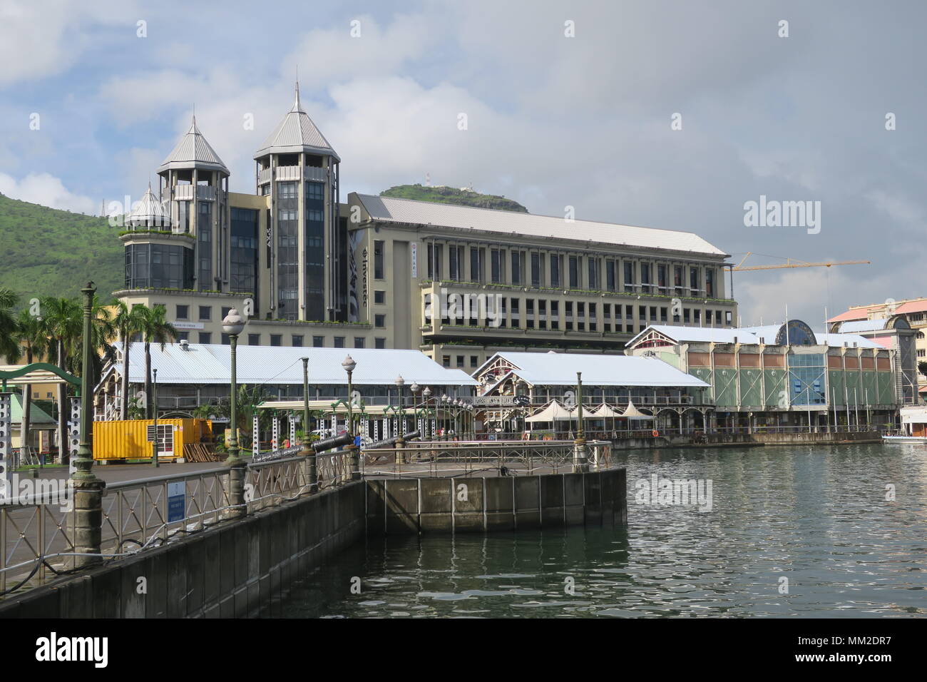 Colorful capital city Port Louis of Mauritius island. Caudan waterfront ...