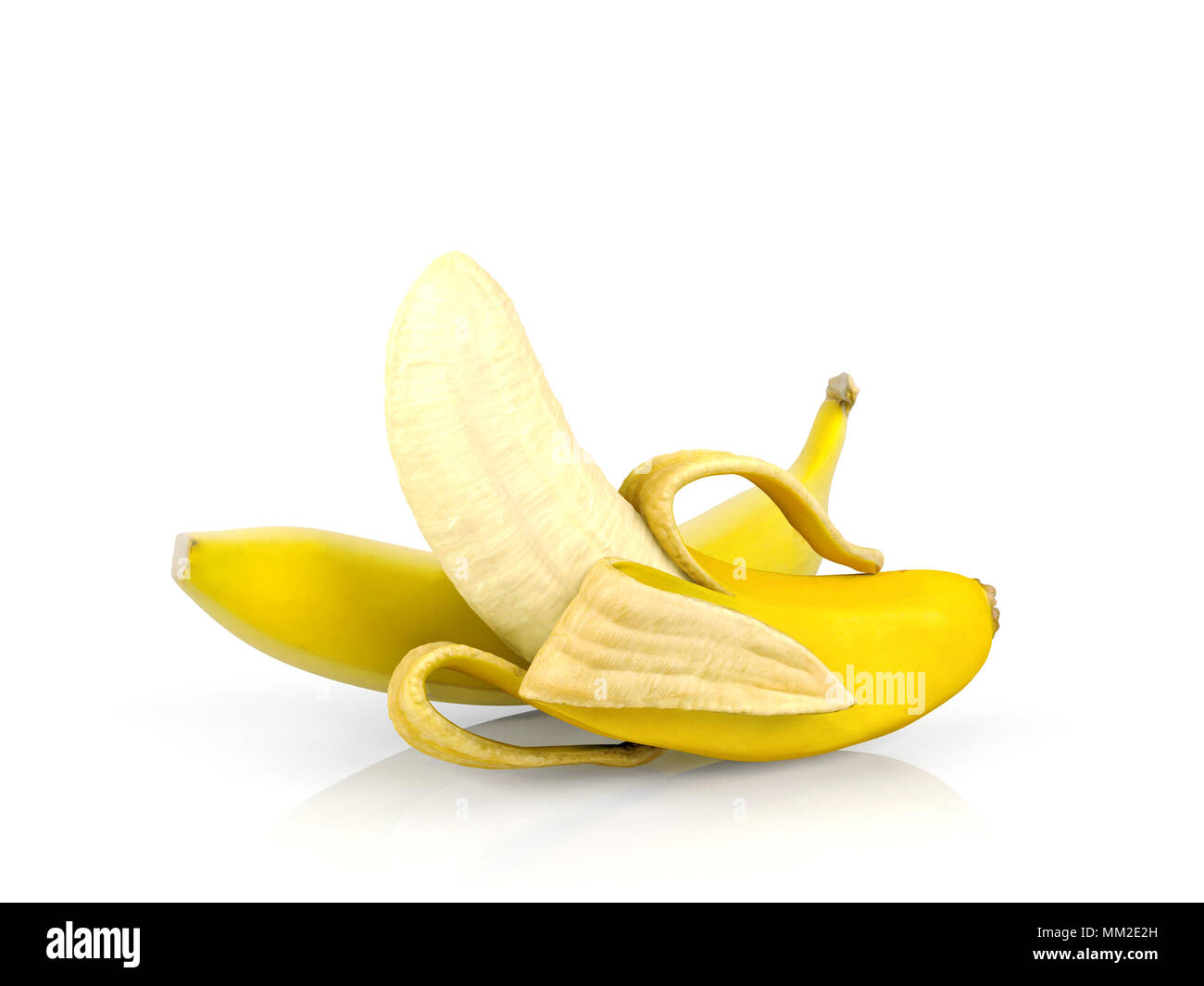 Peeled banana isolated on white background, 3D rendering Stock Photo ...