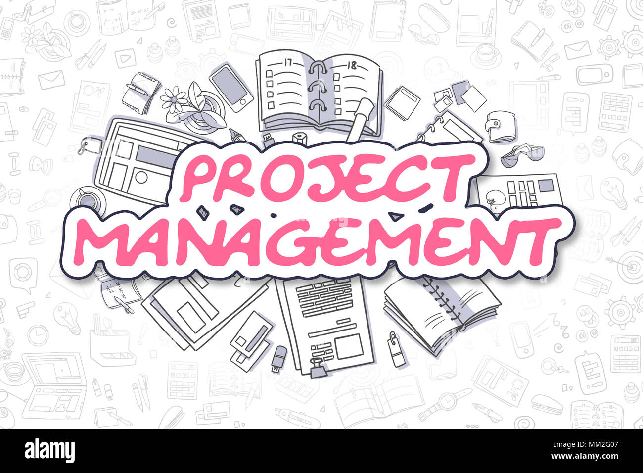 Project Management - Cartoon Magenta Text. Business Concept Stock Photo ...