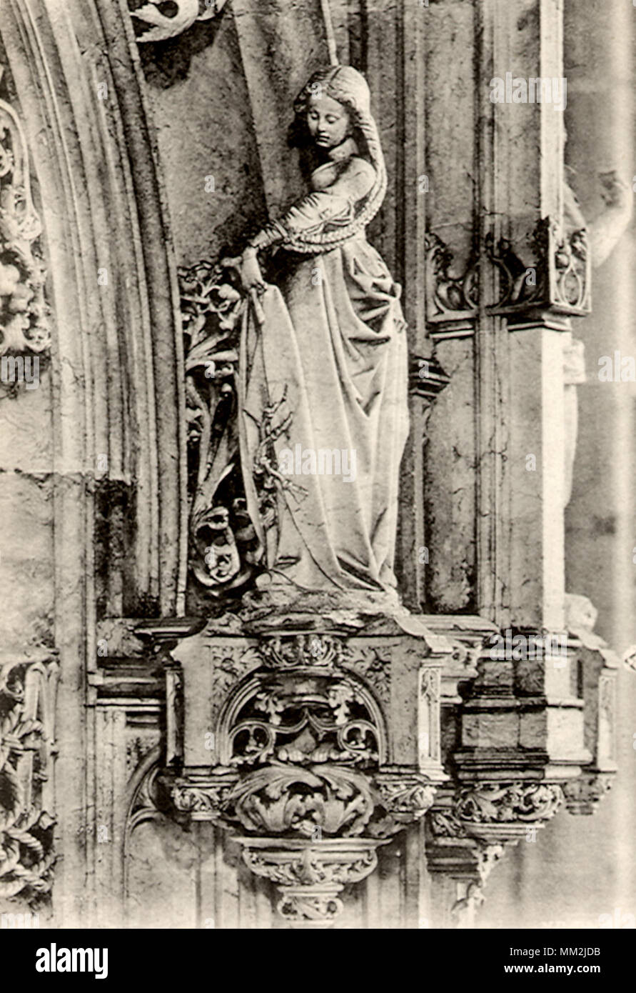 Statue at Brou Church. Bourg. 1910 Stock Photo - Alamy