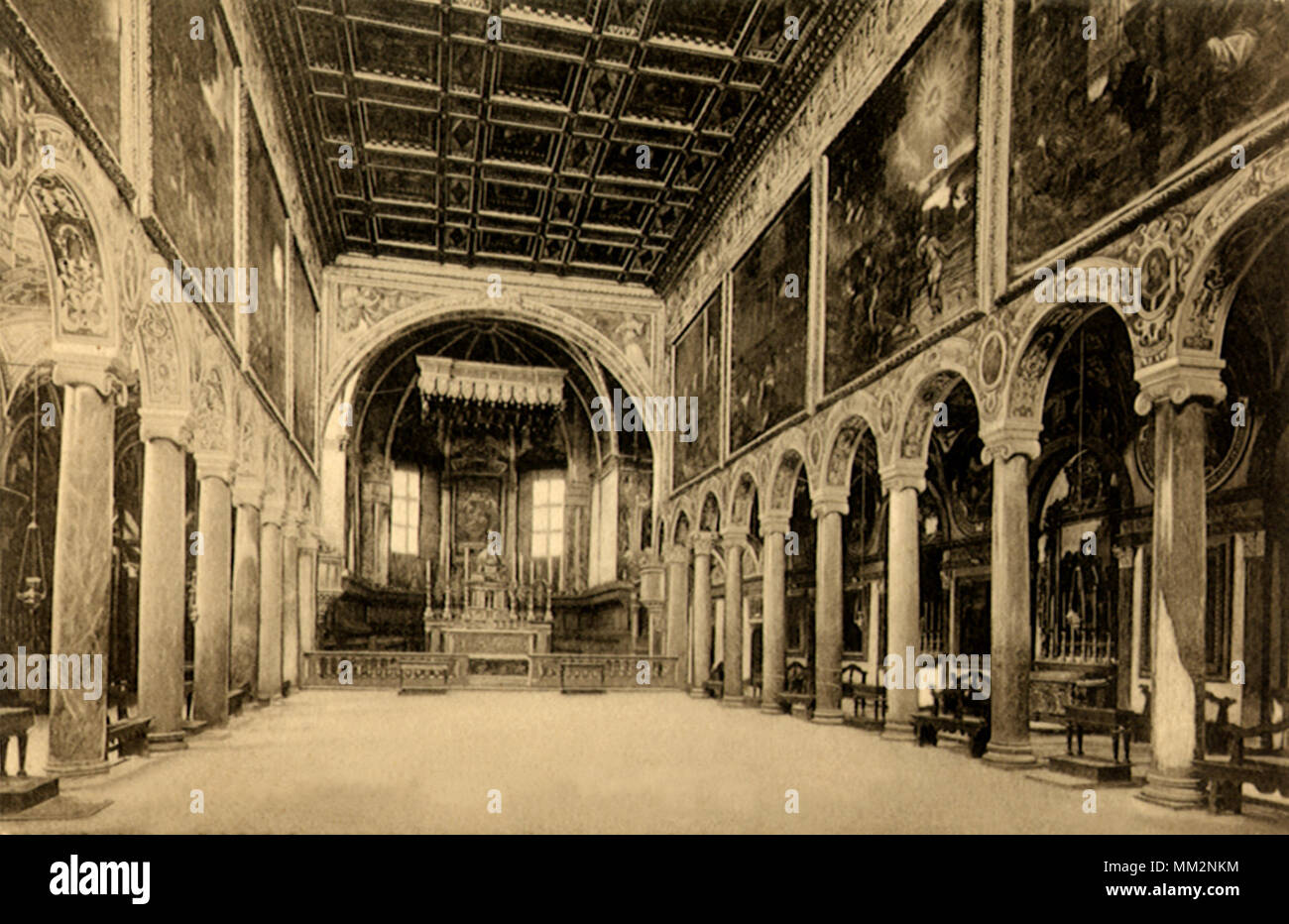 Interior of San Pietro Church. Perugia. 1930 Stock Photo - Alamy