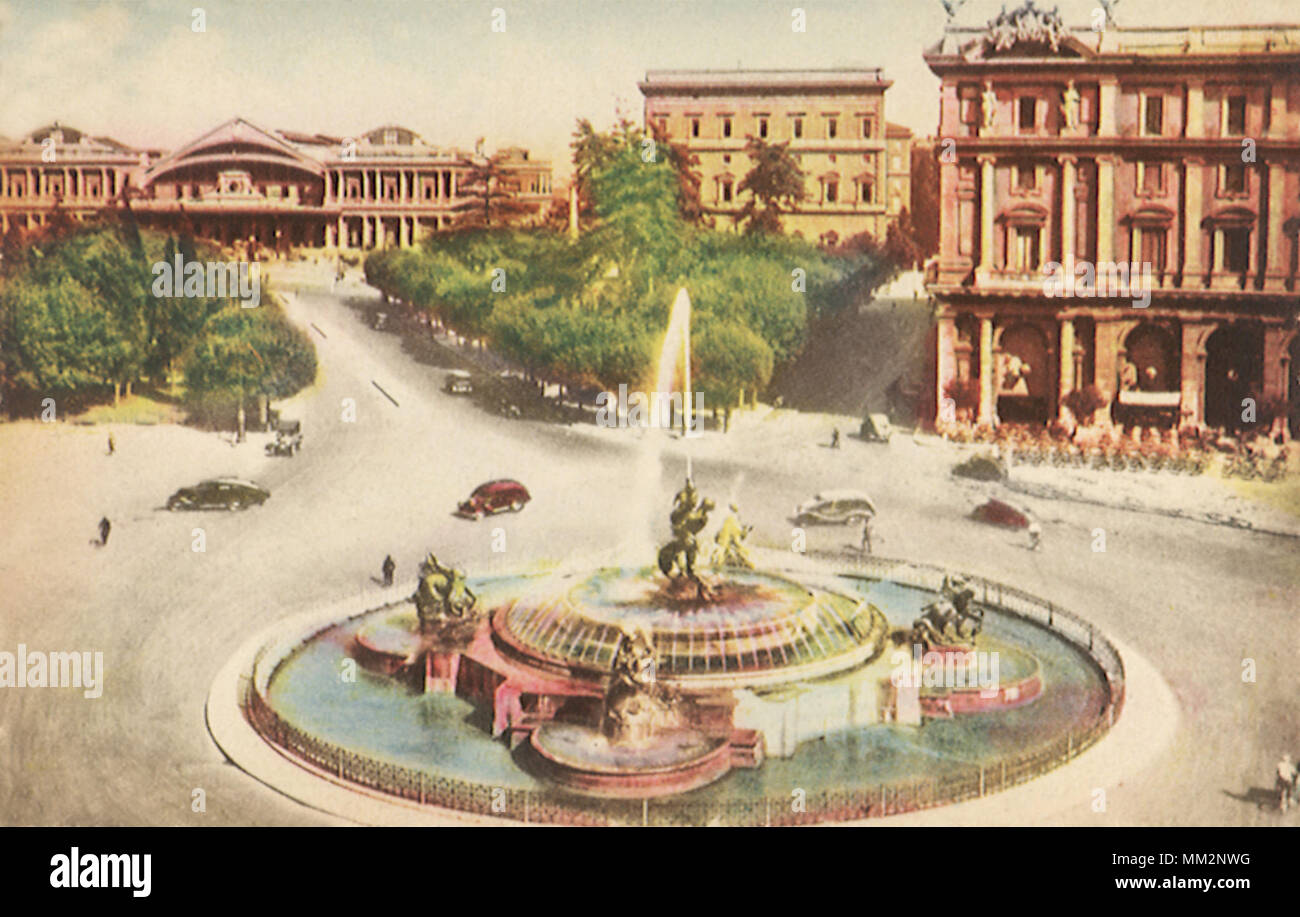 Esedra Plaza & Naiadi Fountain. Rome. 1930 Stock Photo - Alamy