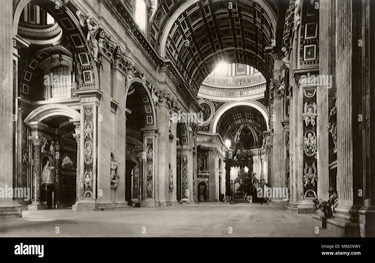 Interior of San Pietro Basilica. Rome. 1930 Stock Photo - Alamy