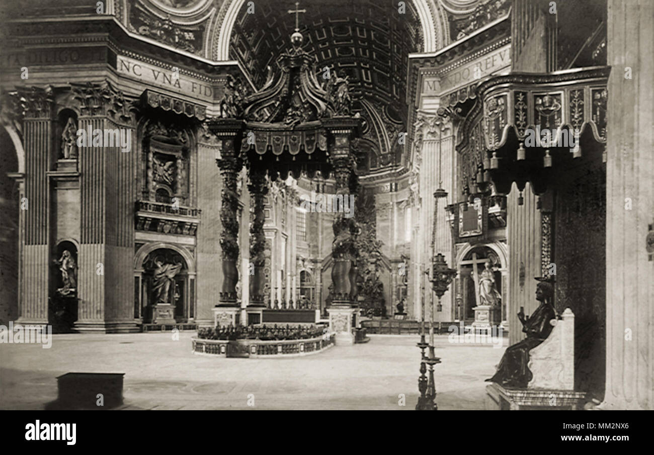 Interior of San Pietro Basilica. Rome. 1930 Stock Photo - Alamy