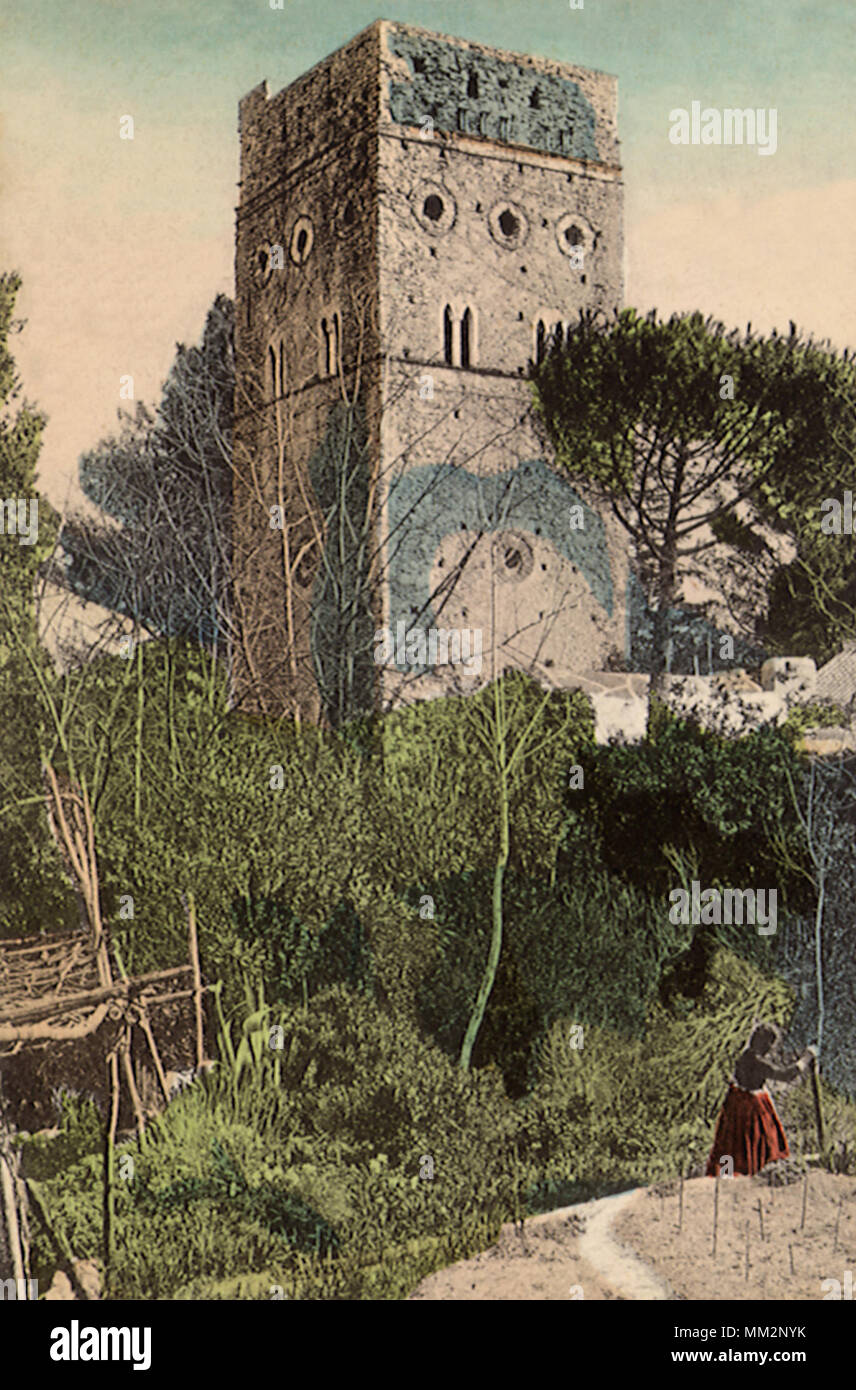 Ancient Tower of Rufolo Palace. Ravello. 1930 Stock Photo - Alamy