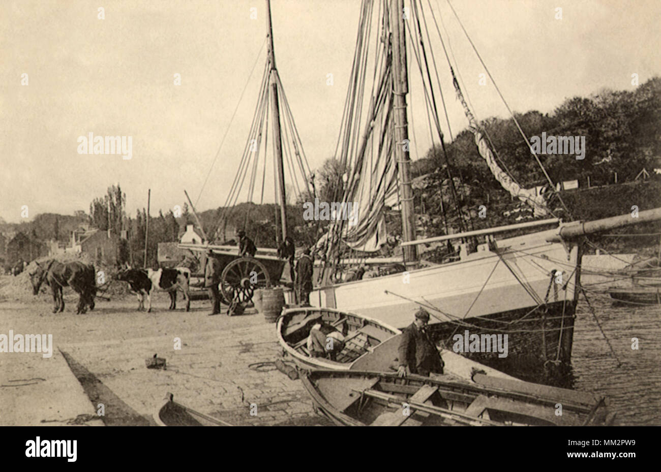 Boats at Quays. Pont Aven. 1930 Stock Photo - Alamy