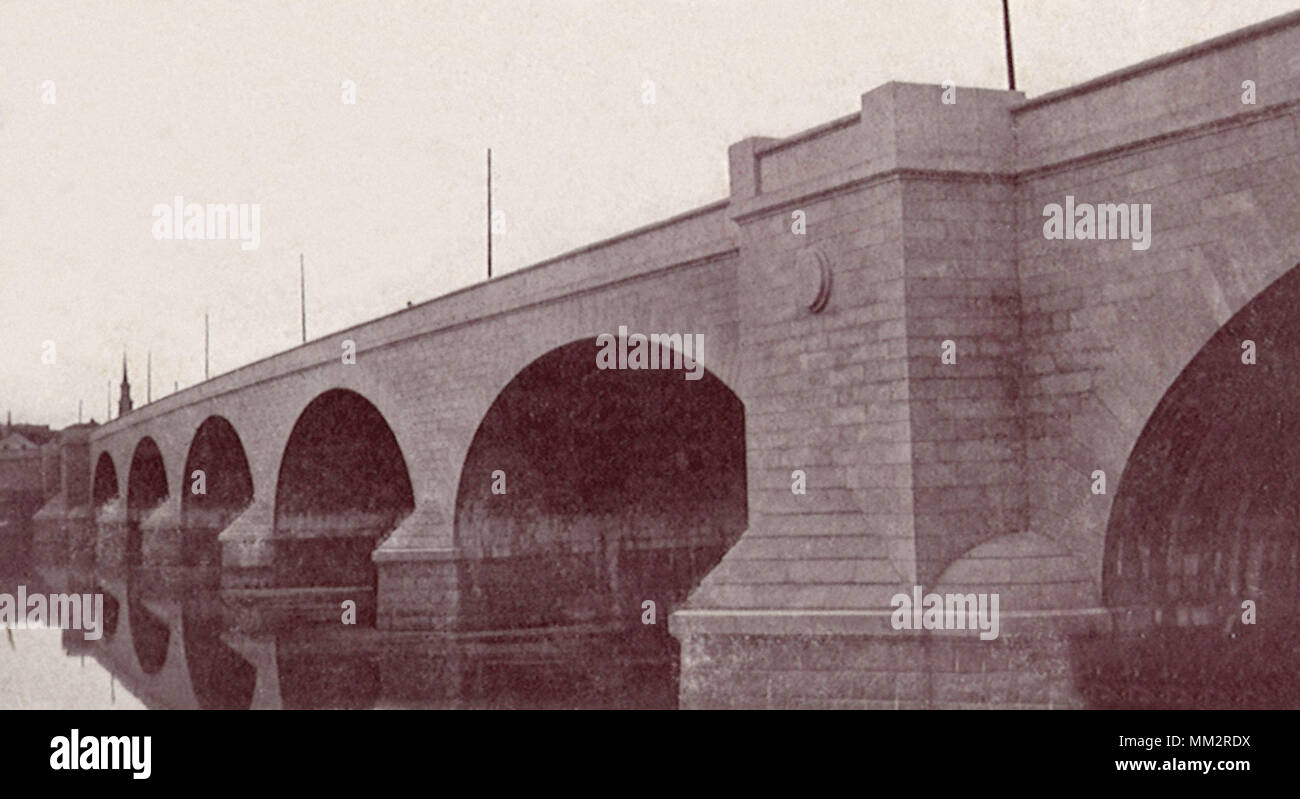New Stone Bridge over Conn. River. Hartford. 1907 Stock Photo - Alamy