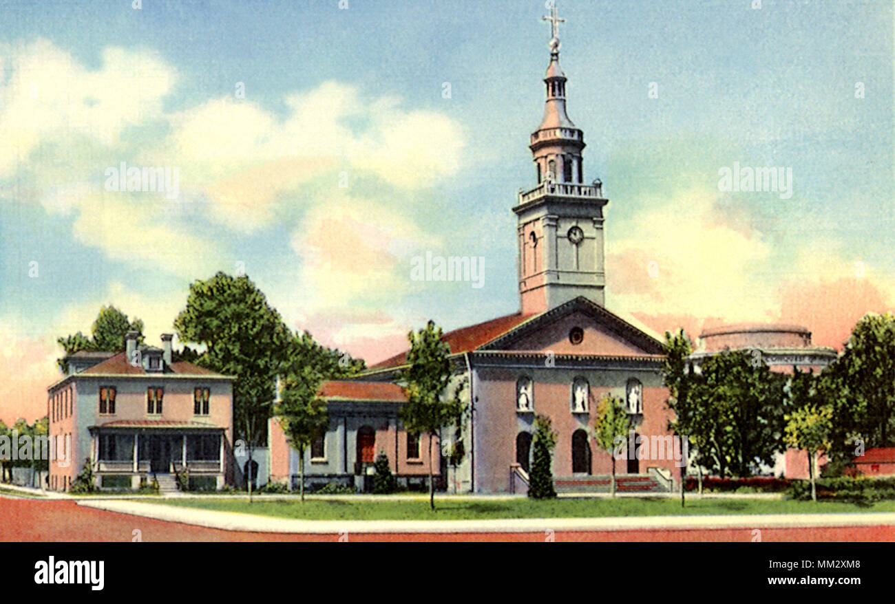 Cathedral, Rectory & Library. Vincennes. 1940 Stock Photo - Alamy
