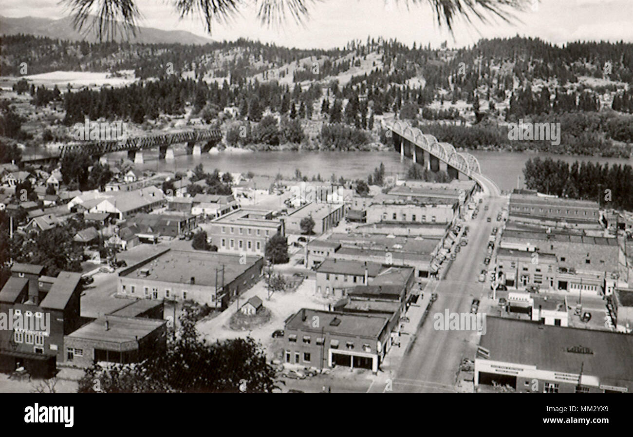Aerial View of Town. Bonners Ferry. 1940 Stock Photo - Alamy