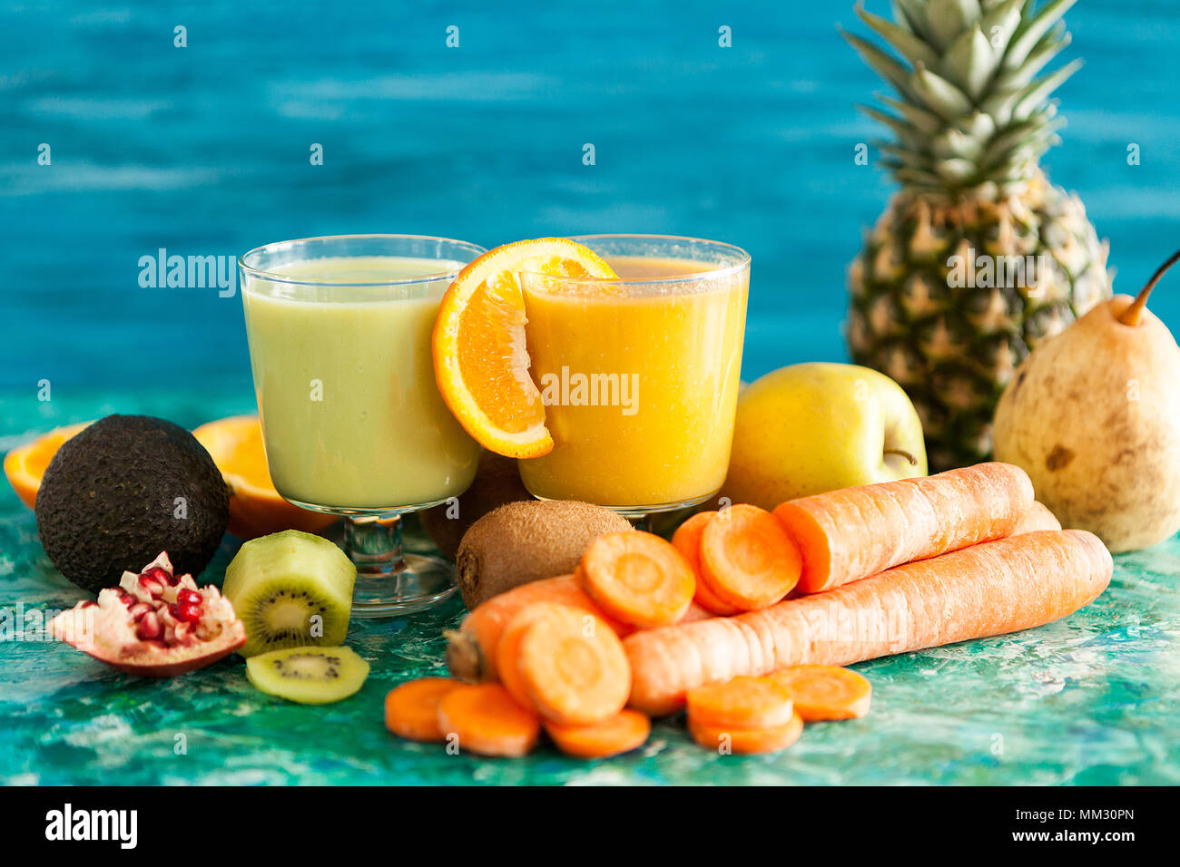 Healthy and raw detox juices Stock Photo - Alamy