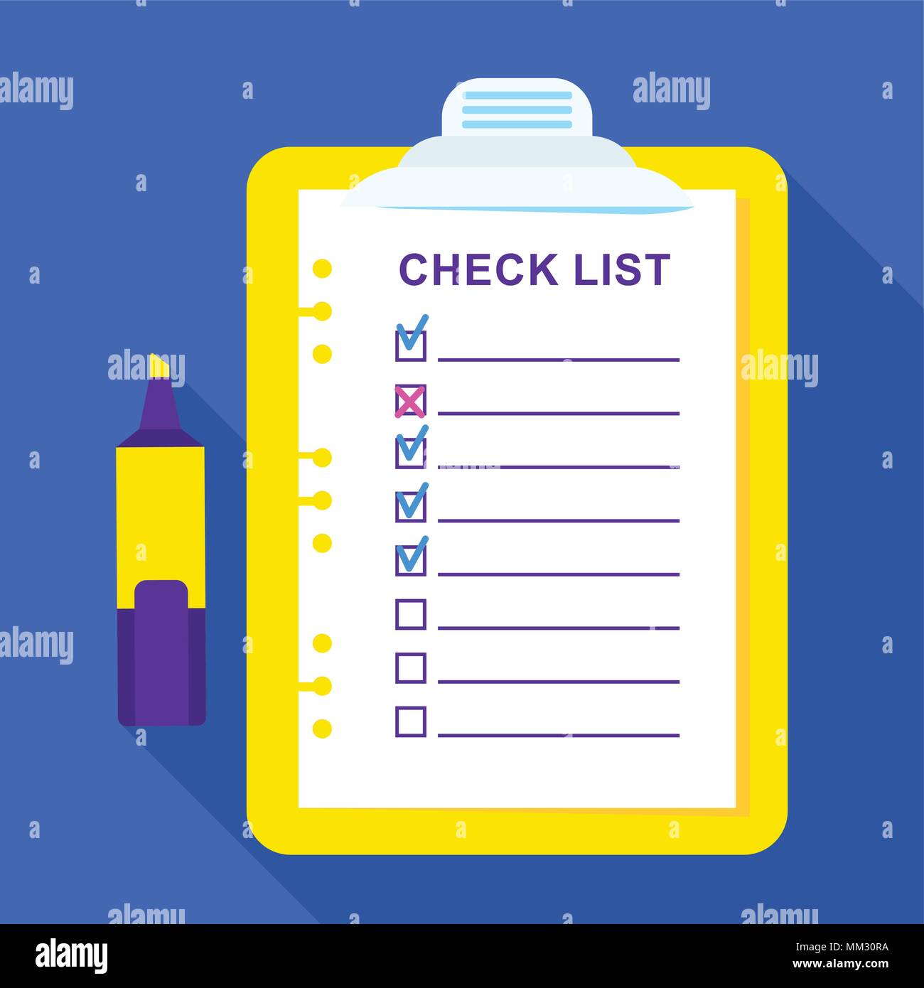 Checklist on a sheet of paper Stock Vector Image & Art - Alamy