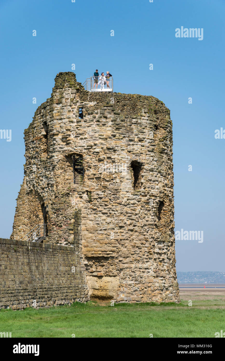 Ruins of Flint Castle beside the river Dee in Flintshire, North Wales ...