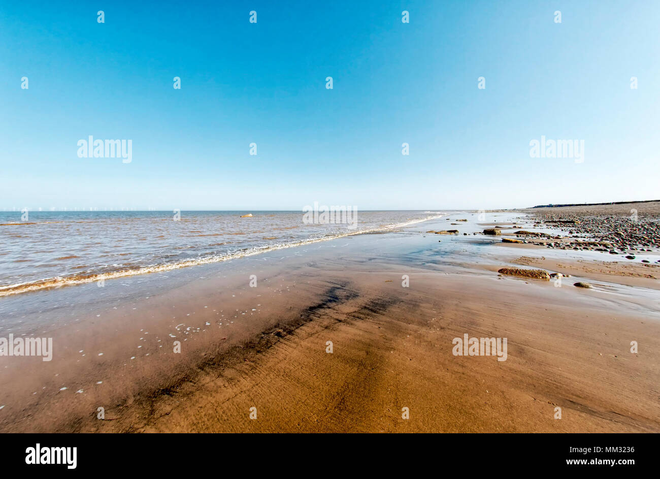 Kilnsea beach East Yorkshire looking towards Spurn point on a beautiful ...