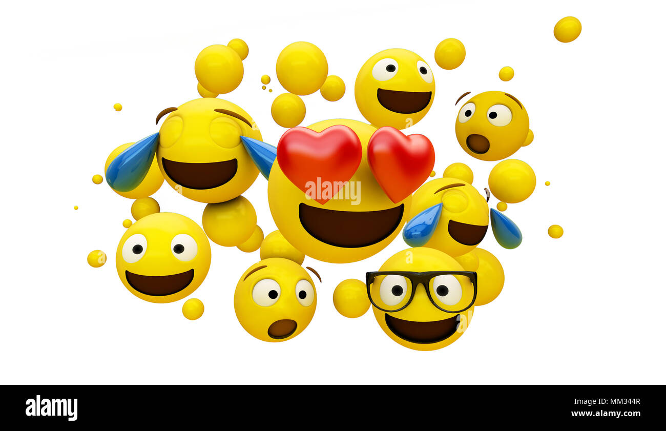 group of emoticons isolated on white background 3d rendering Stock ...