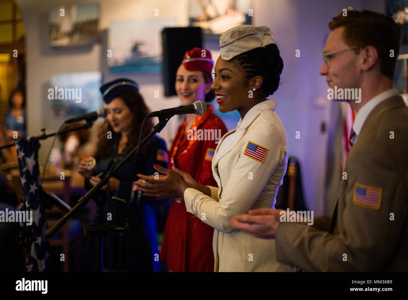 LOS ANGELES (September 3, 2017) Renee Freeman sings with the USO Troupe ...
