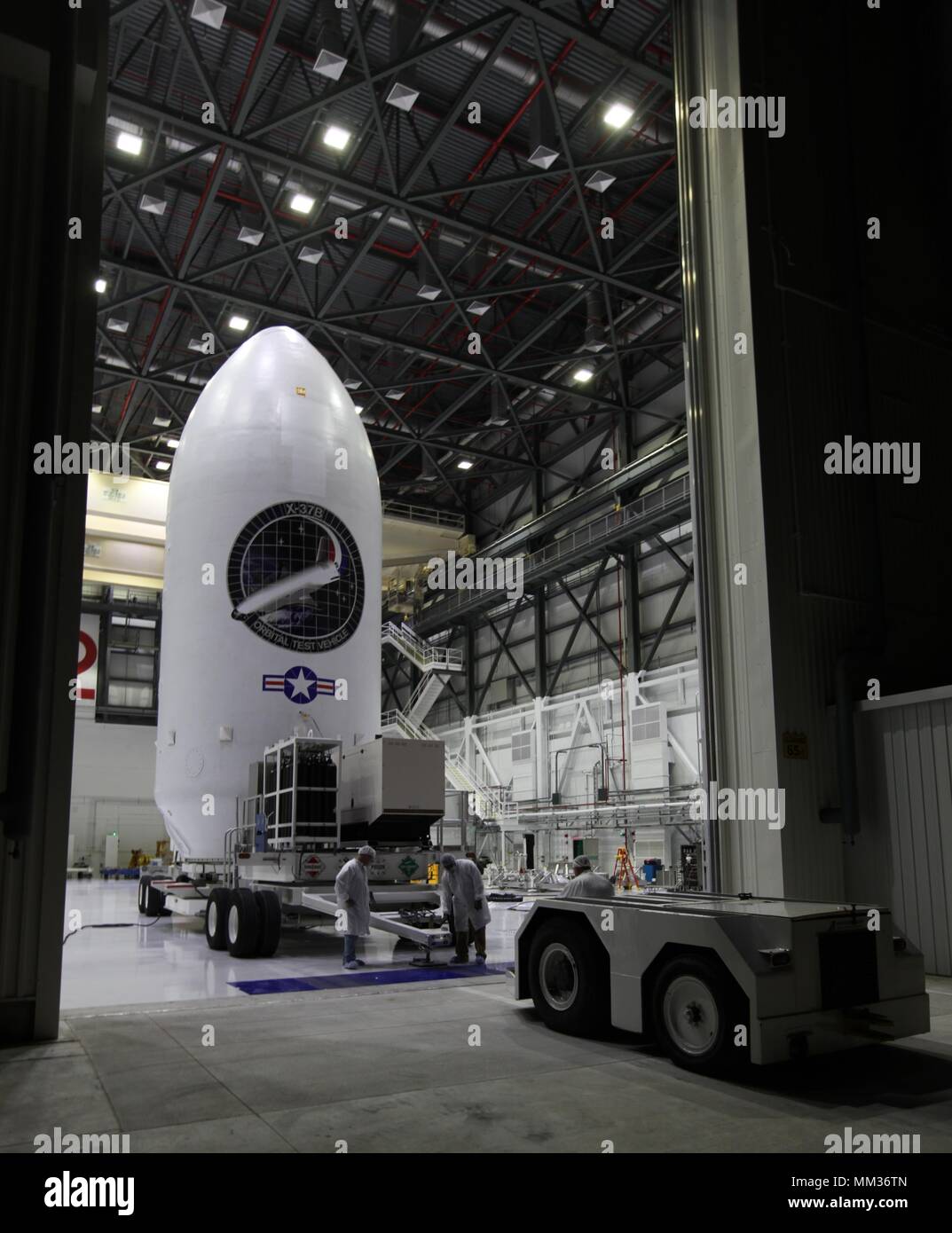 The X-37B Orbital Test Vehicle (OTV-5) is being staged in preparation ...