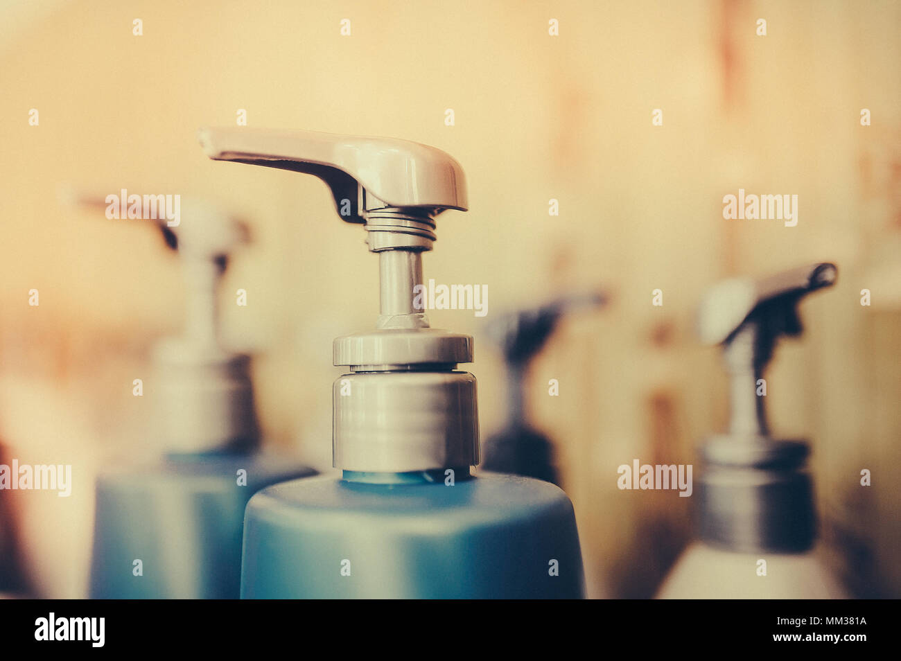 Bottle of liquid soap, shower gel or shampoo. Toned image. Shampoo ...