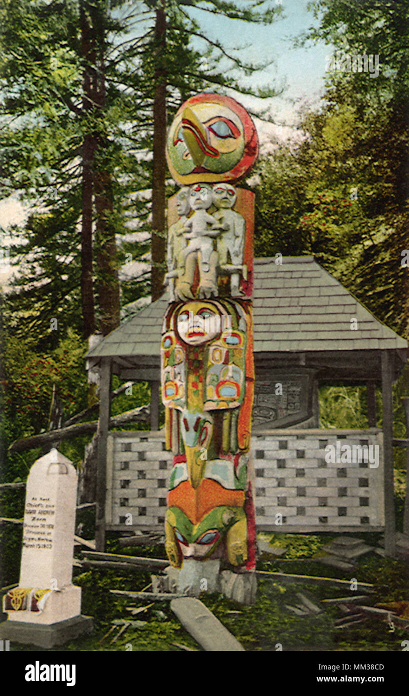 Totem in Cemetery. Ketchikan. 1915 Stock Photo - Alamy